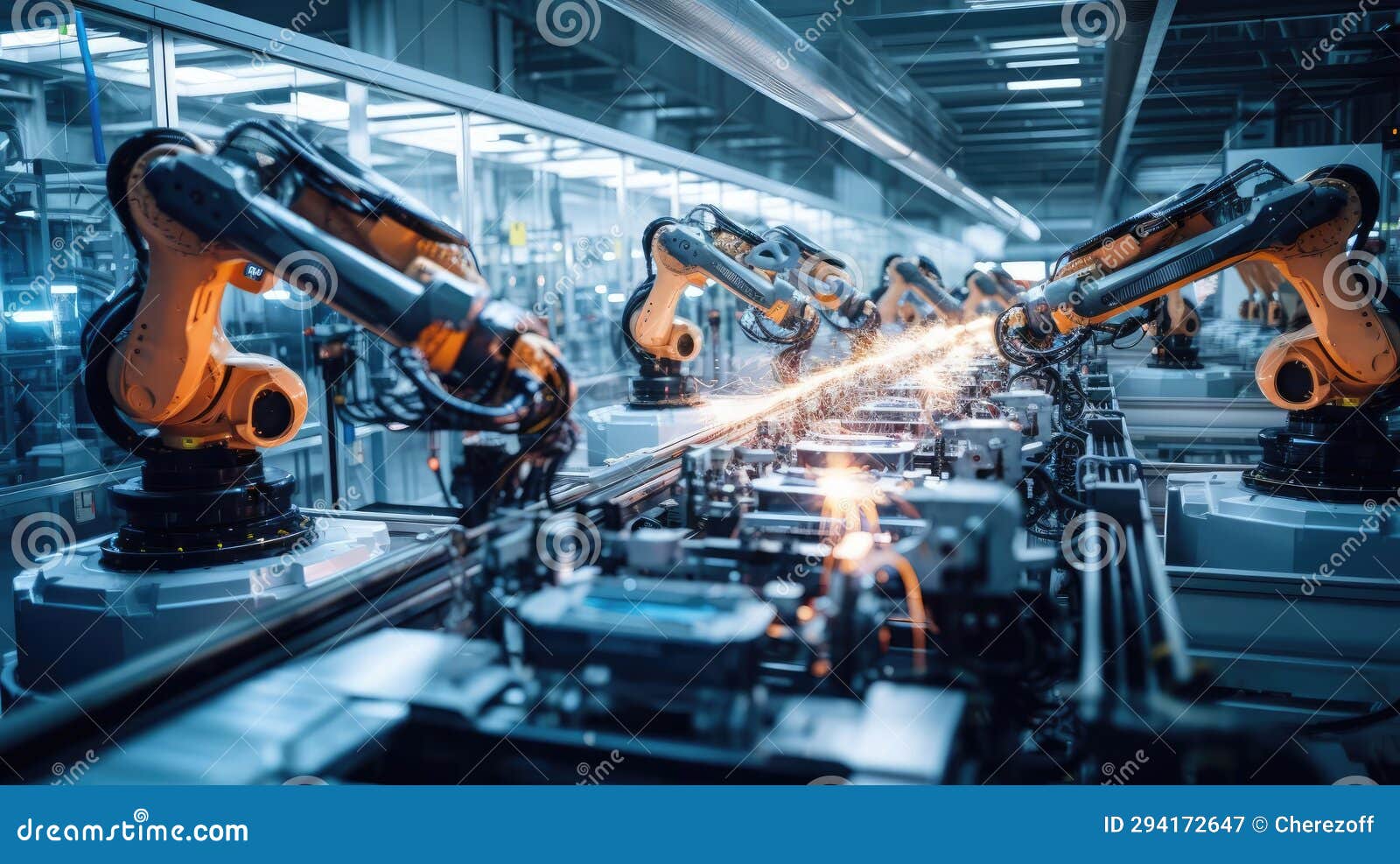 High-tech Factory with Robots Stock Image - Image of smart, future ...