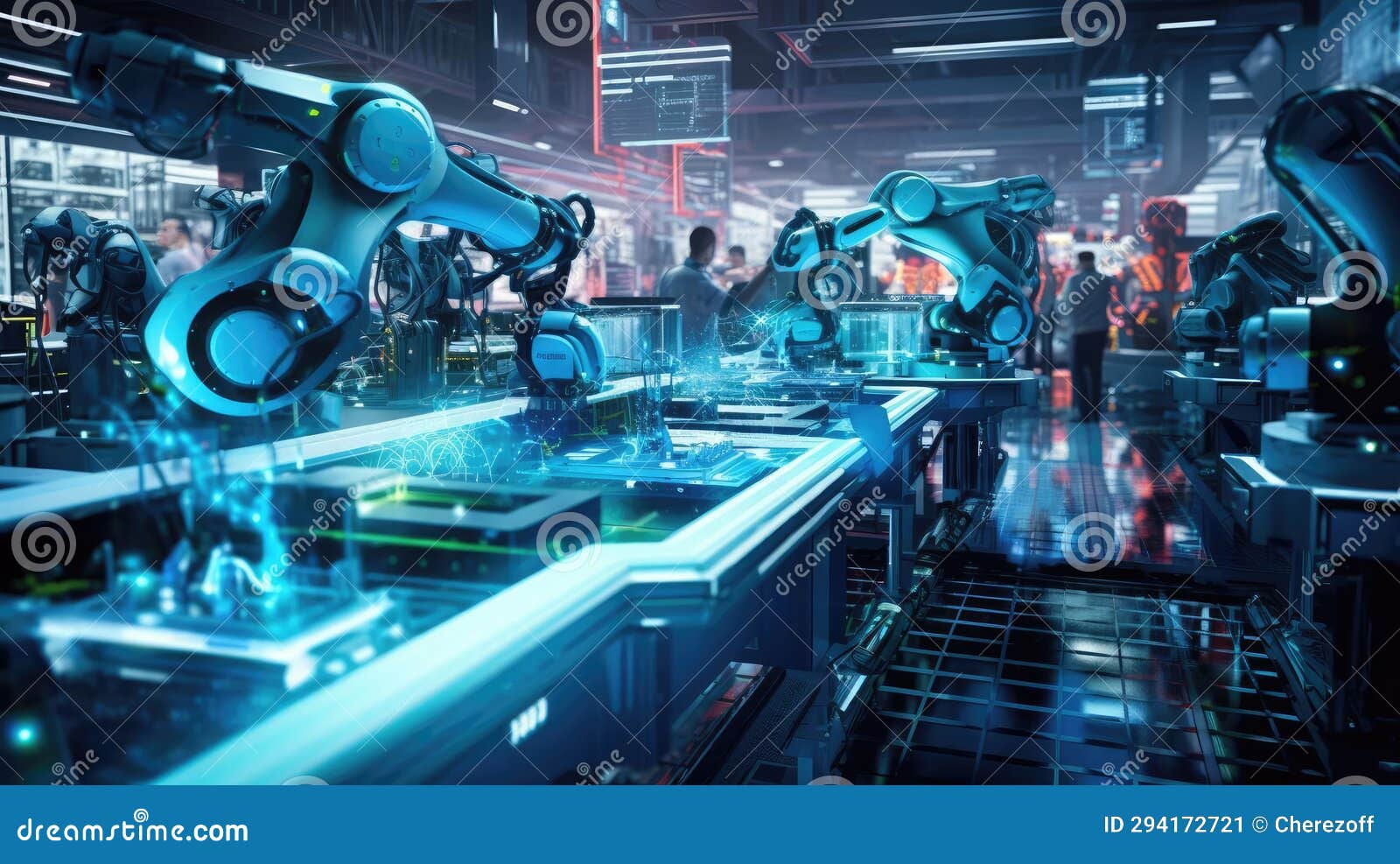 High-tech Factory with Robots Stock Image - Image of manufacturing ...
