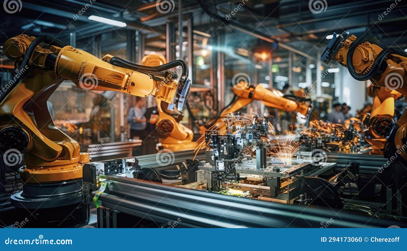 High-tech Factory with Robots Stock Photo - Image of autonomous ...