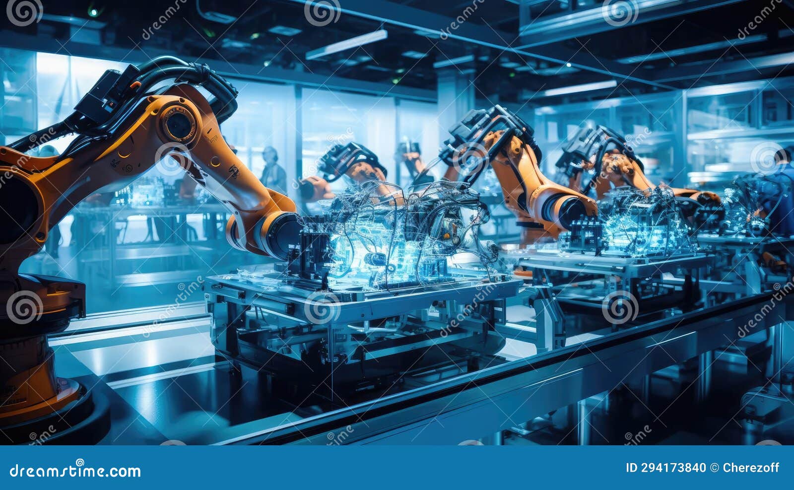 High-tech Factory with Robots Stock Photo - Image of tablet, work ...