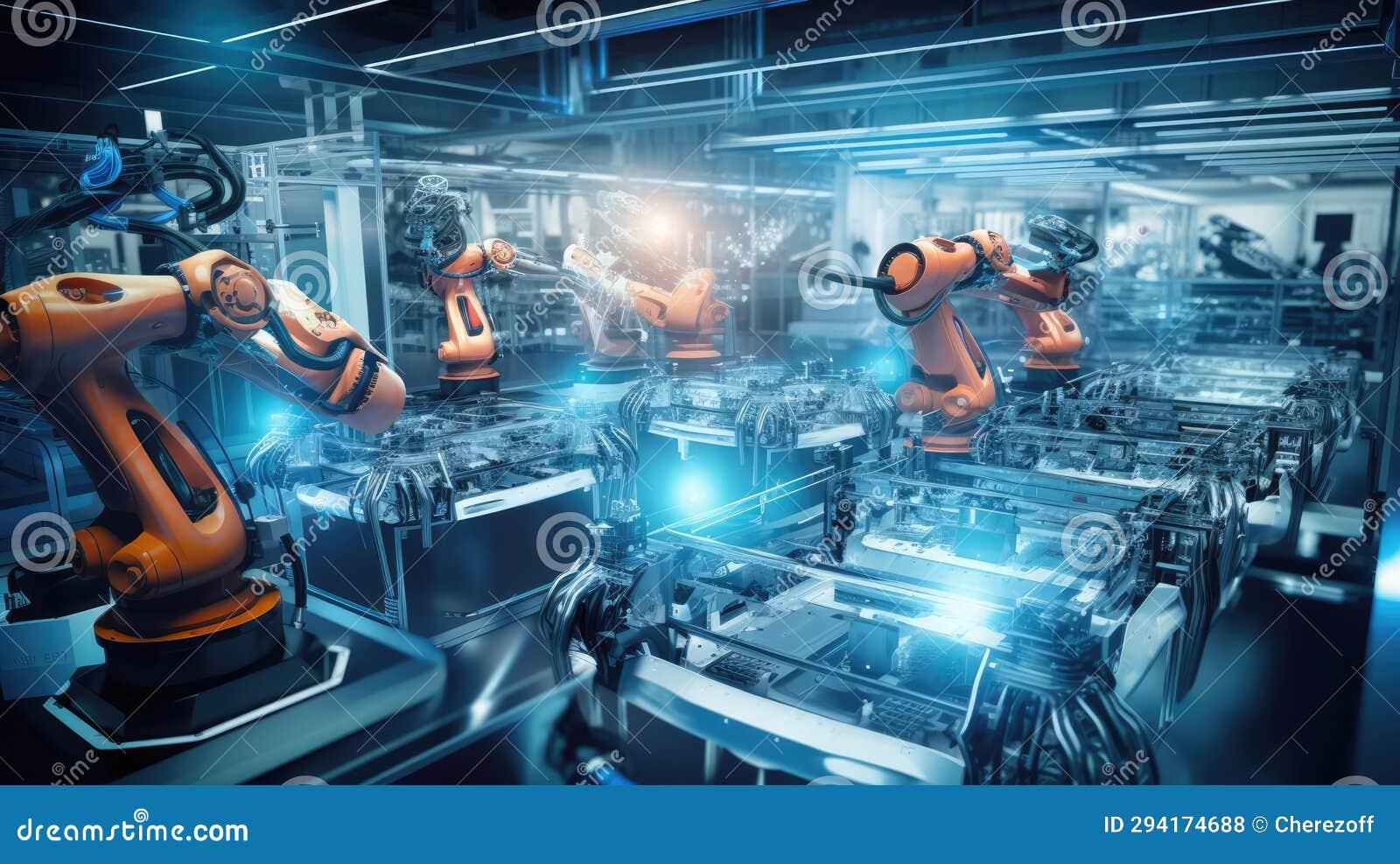 High-tech Factory with Robots Stock Photo - Image of science, automated ...