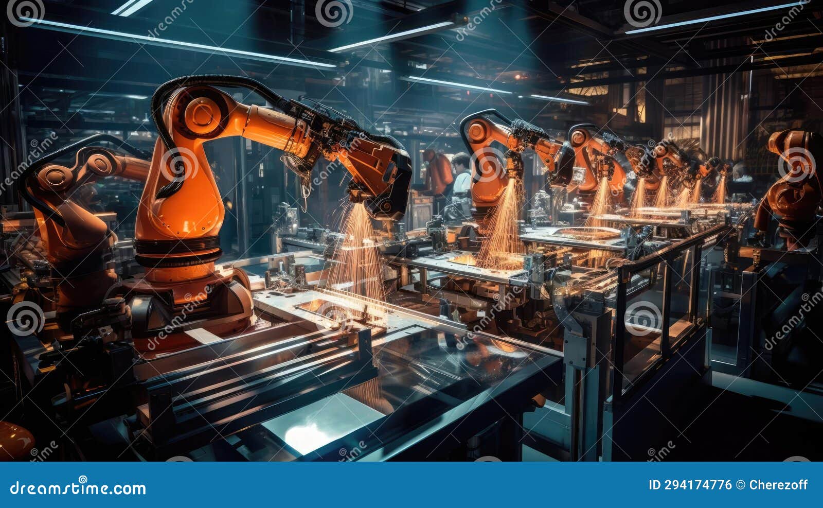 High-tech Factory with Robots Stock Photo - Image of assembly, smart ...