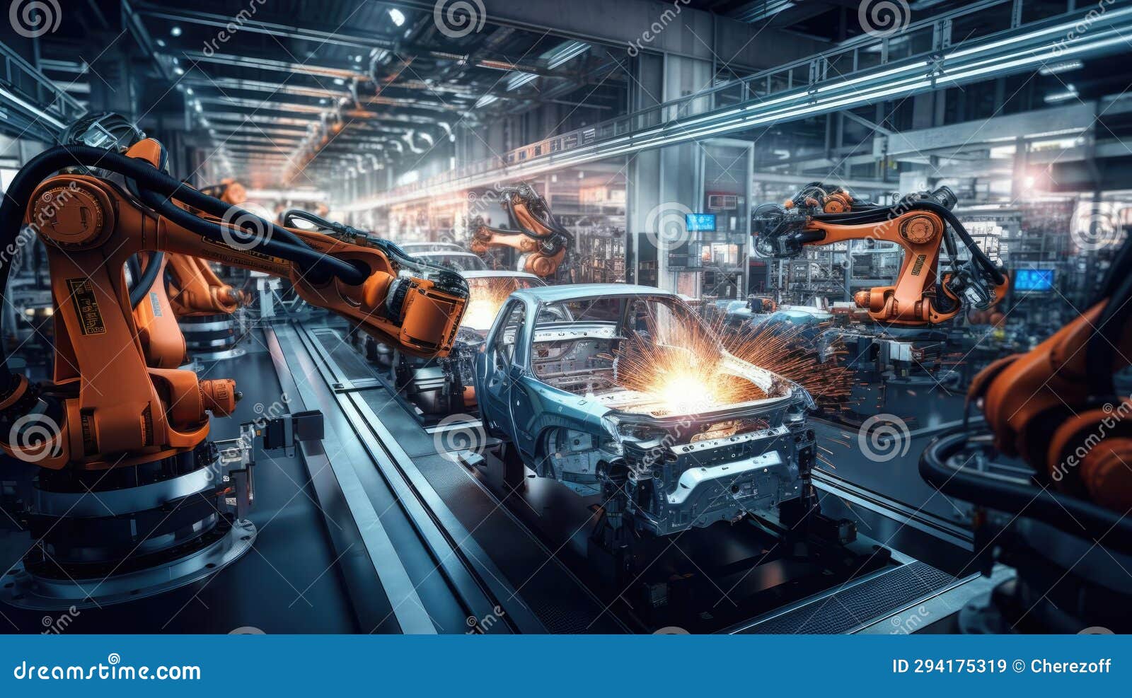 High-tech Factory with Robots Stock Image - Image of smart, development ...