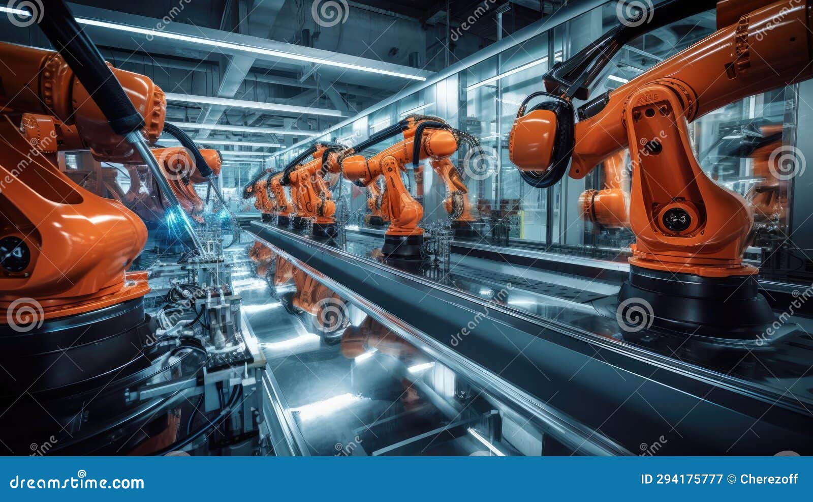 High-tech Factory with Robots Stock Image - Image of industry, modern ...