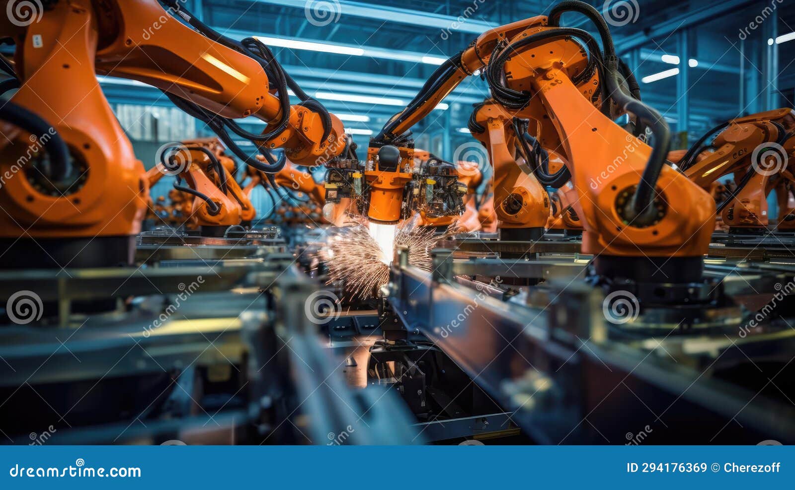 High-tech Factory with Robots Stock Image - Image of autonomous, work ...