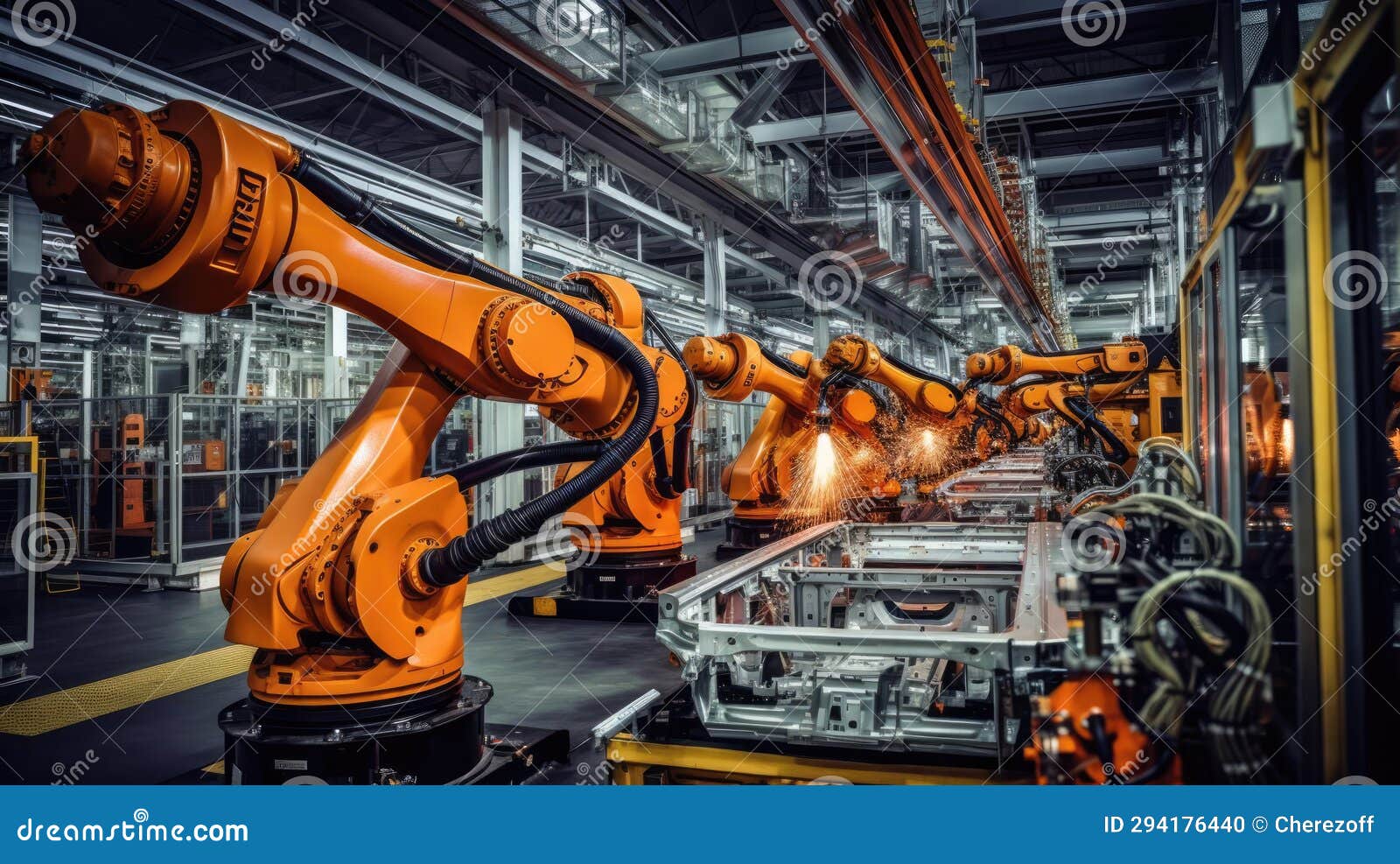 High-tech Factory with Robots Stock Photo - Image of automated, digital ...