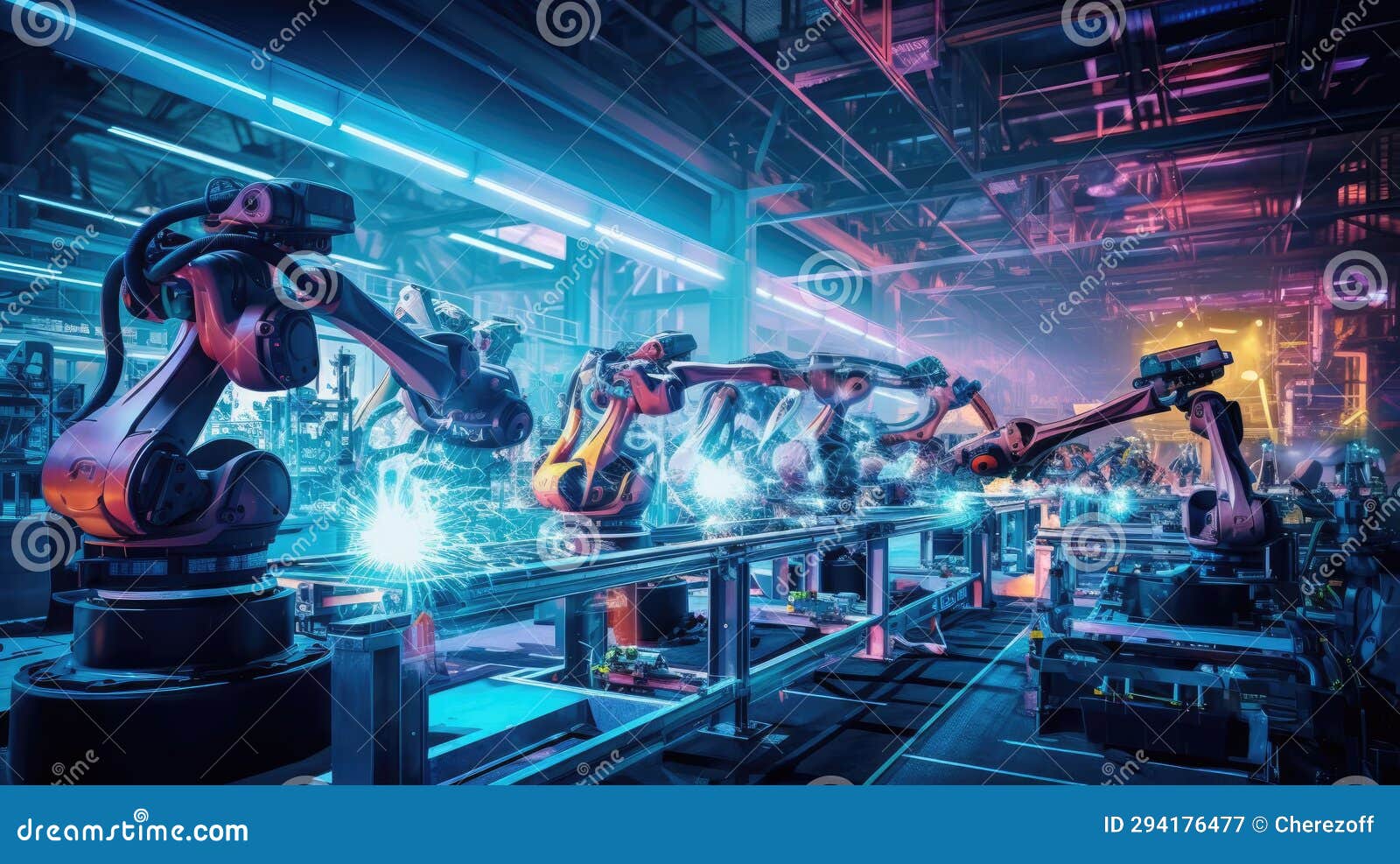 High-tech Factory with Robots Stock Image - Image of laboratory ...
