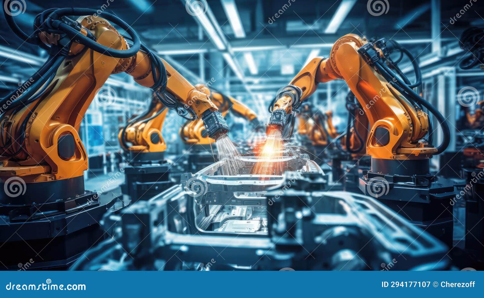 High-tech Factory with Robots Stock Image - Image of automated, digital ...