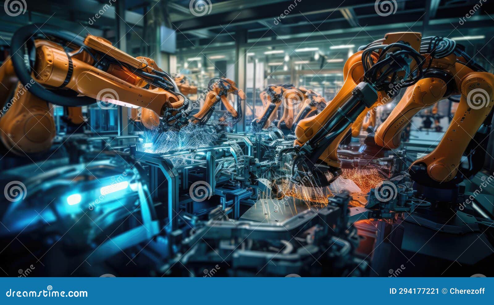High-tech Factory with Robots Stock Image - Image of facility, industry ...