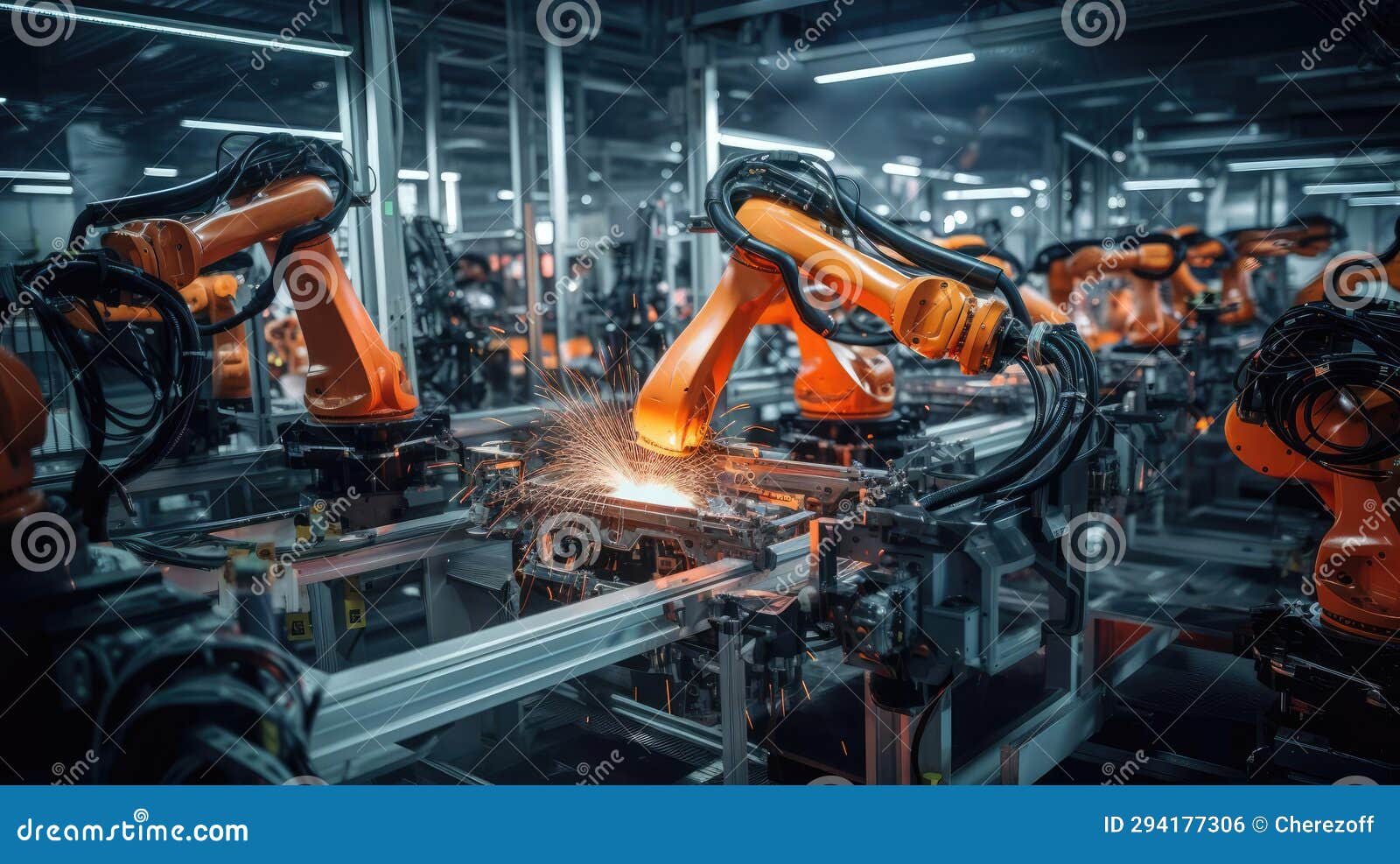 High-tech Factory with Robots Stock Photo - Image of machine, work ...