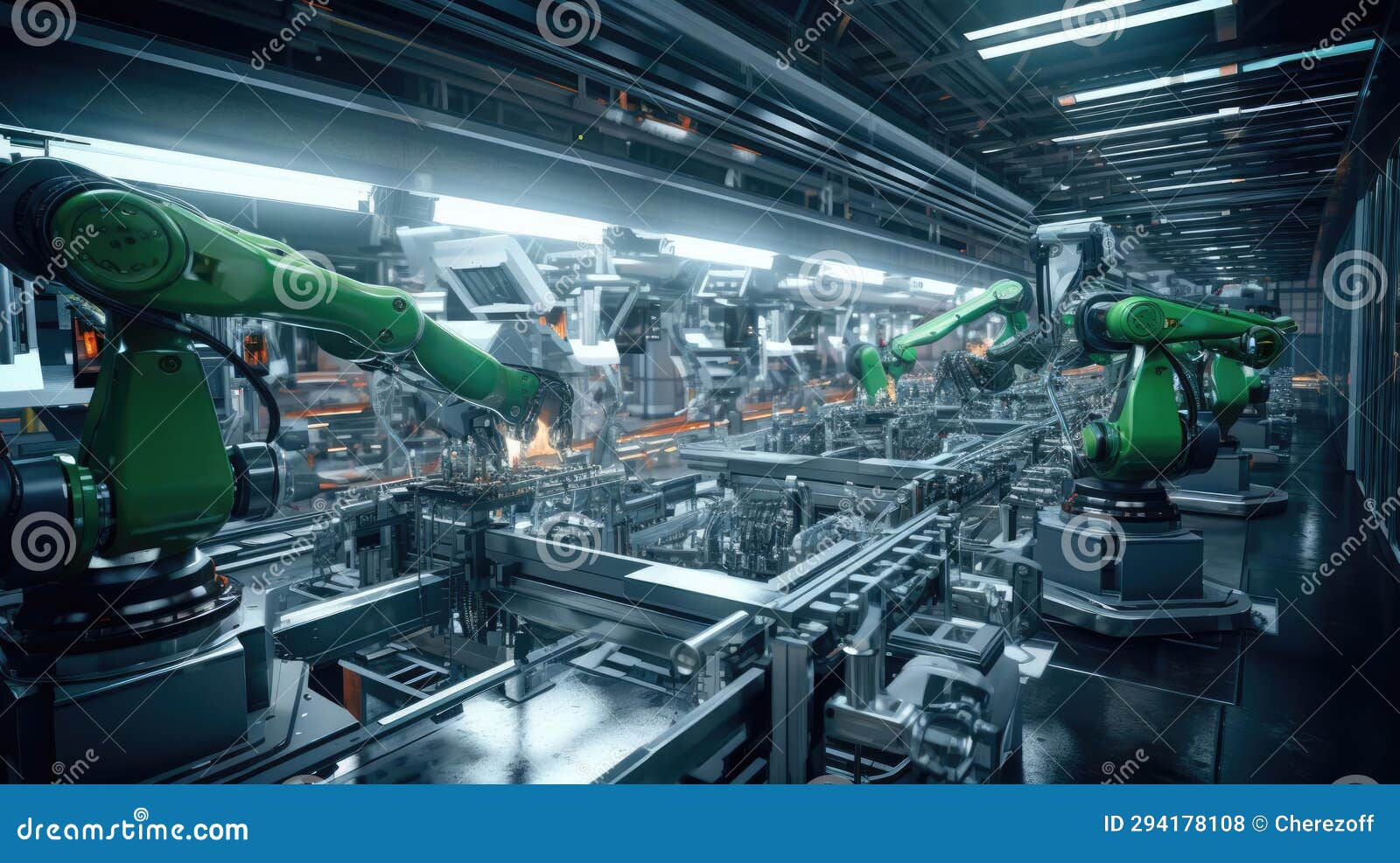 High-tech Factory with Robots Stock Photo - Image of autonomous ...