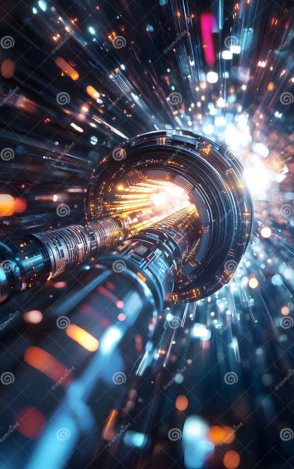 A High-tech Fiber Optic Cable Surrounded by Advanced Optical Components ...