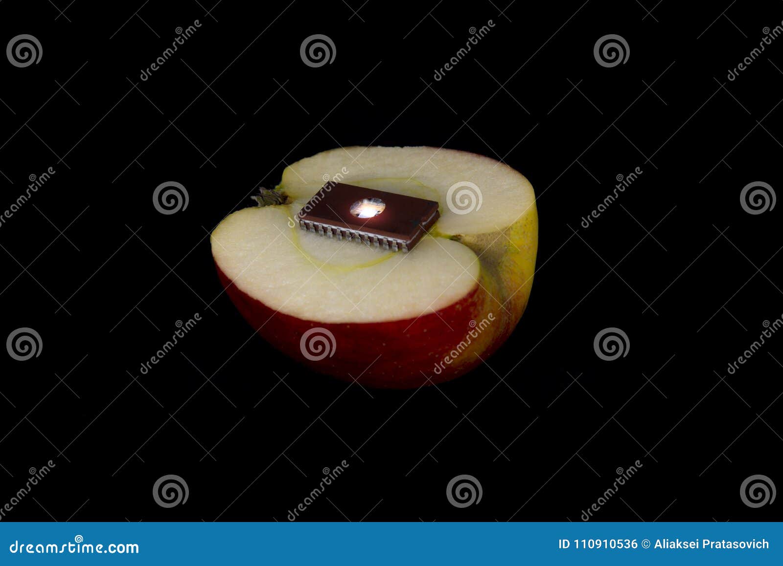 High-tech fresh apple stock photo. Image of green, hightech - 110910536