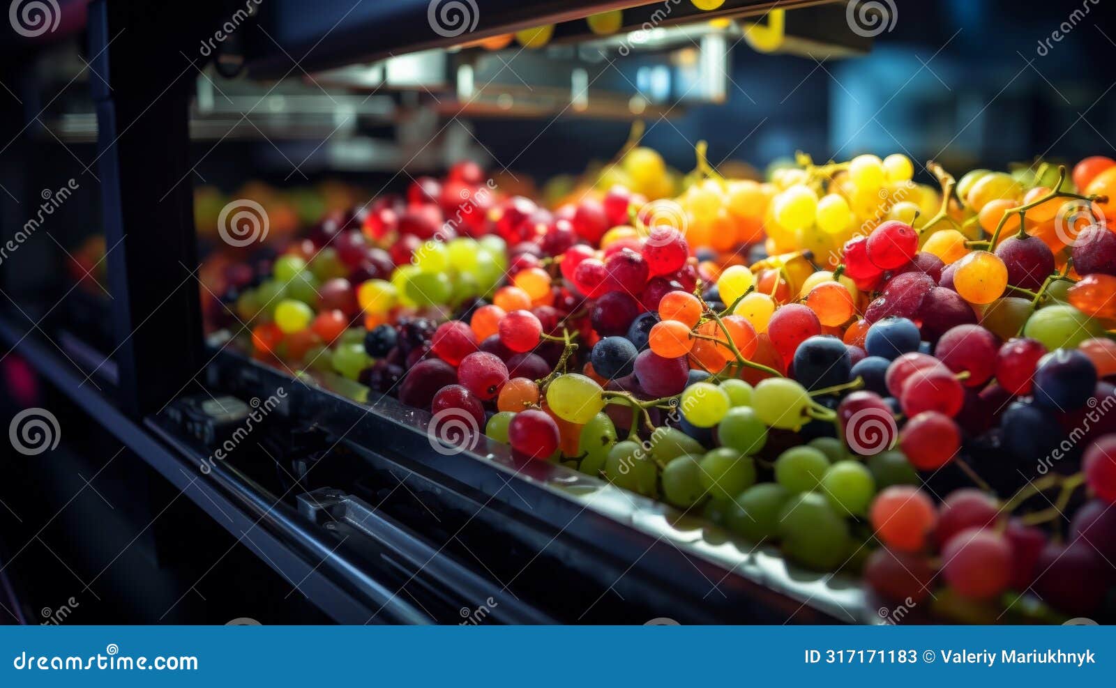 High-Tech Fruit Sorting Machine Close-Up with Advanced Classification ...