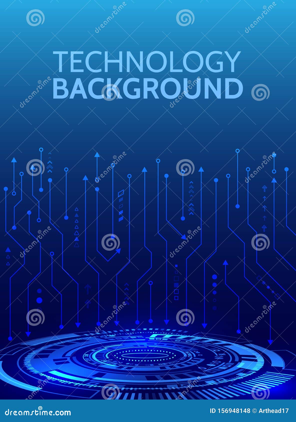 High-tech Futuristic Background with Various Technology Elements Stock ...