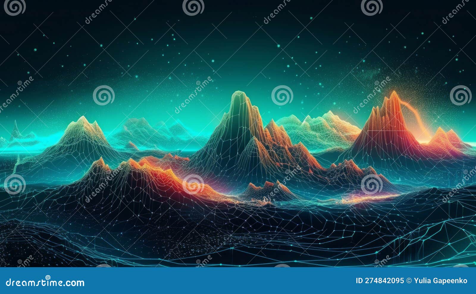 High Tech Futuristic Computer Graphics Background, Illustration AI ...