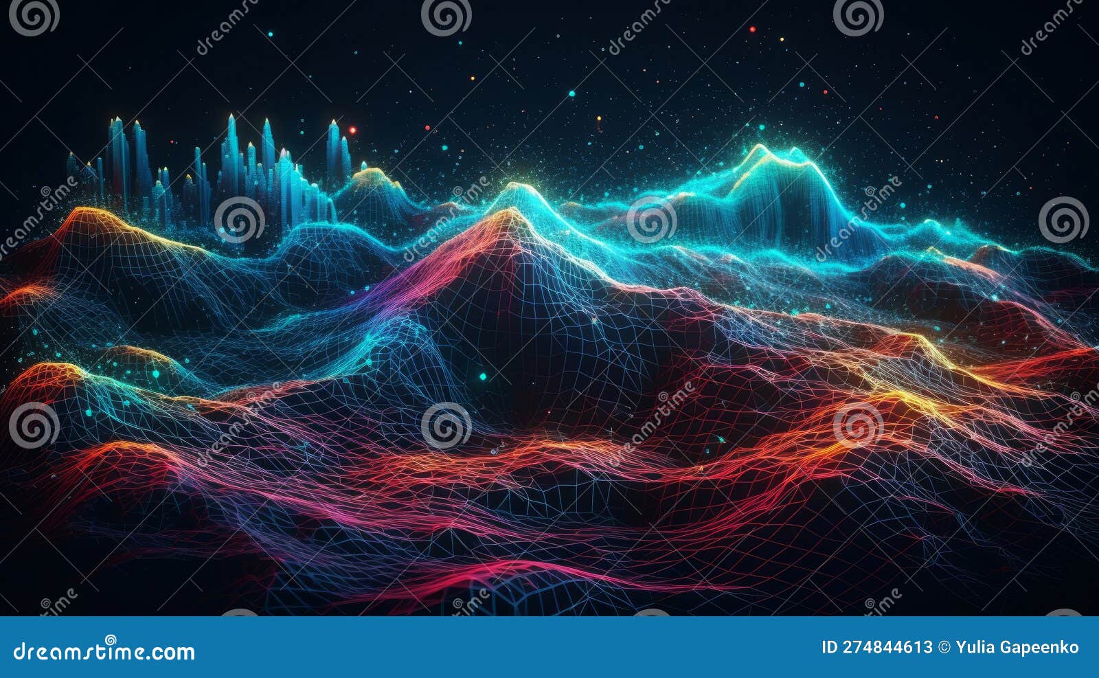 High Tech Futuristic Computer Graphics Background, Illustration AI ...