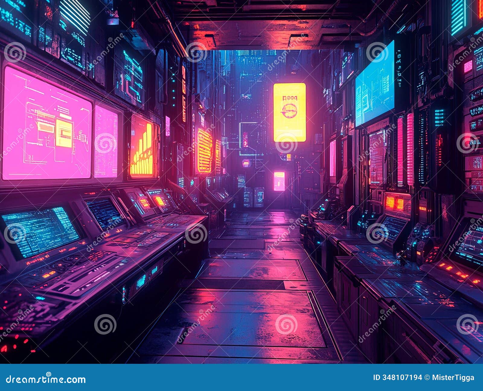 A High-tech Futuristic Control Room with Rows of Sleek Computer ...