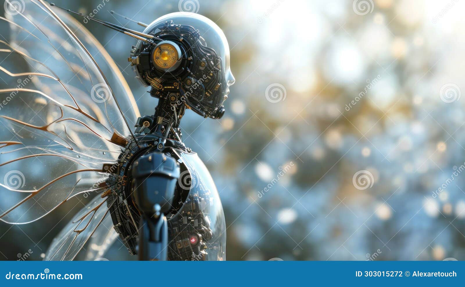 High-tech Futuristic Robot Fairy Against the Backdrop of Nature, Stock ... High-tech Futuristic Robot Fairy Against the Backdrop of Nature, Stock ...