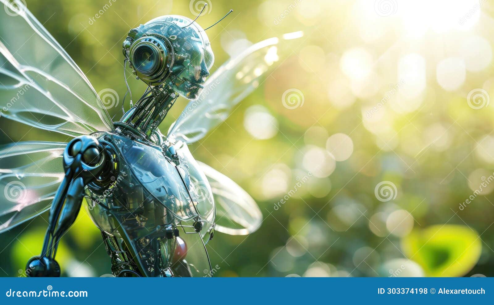 High-tech Futuristic Robot Fairy Against the Backdrop of Nature, Stock ...