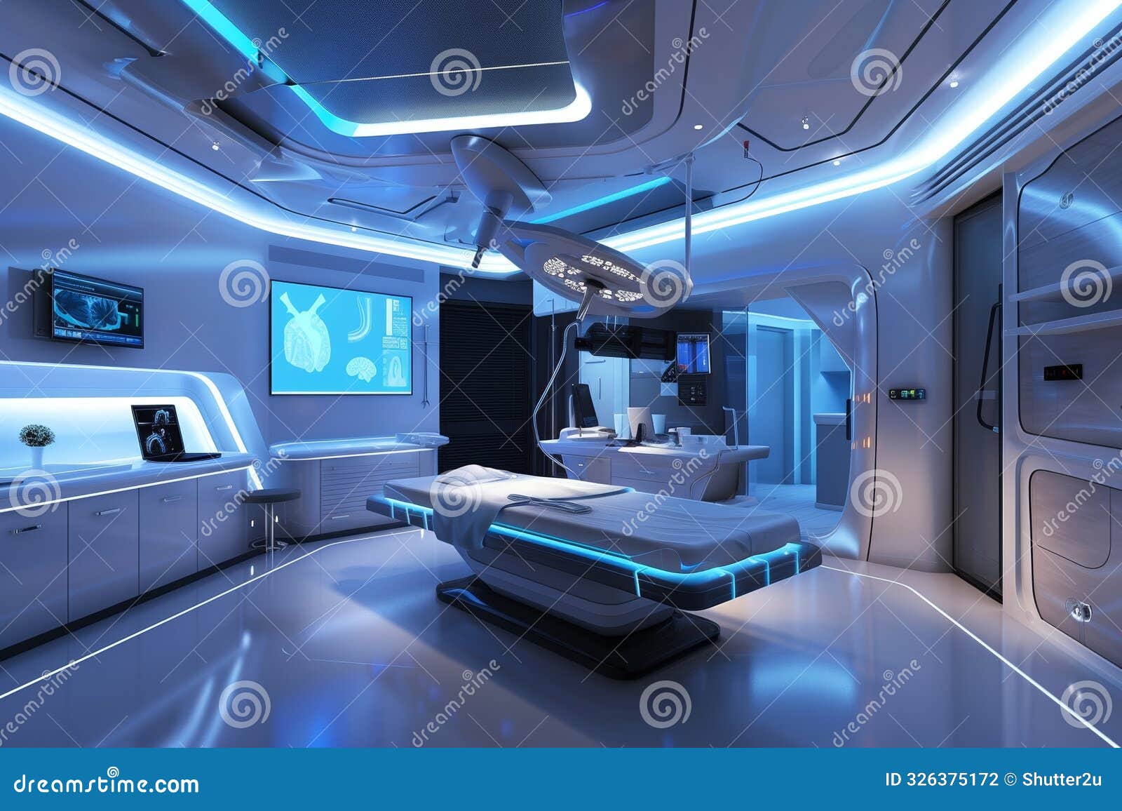 High Tech Futuristic Surgical Procedure Room Stock Illustration ...