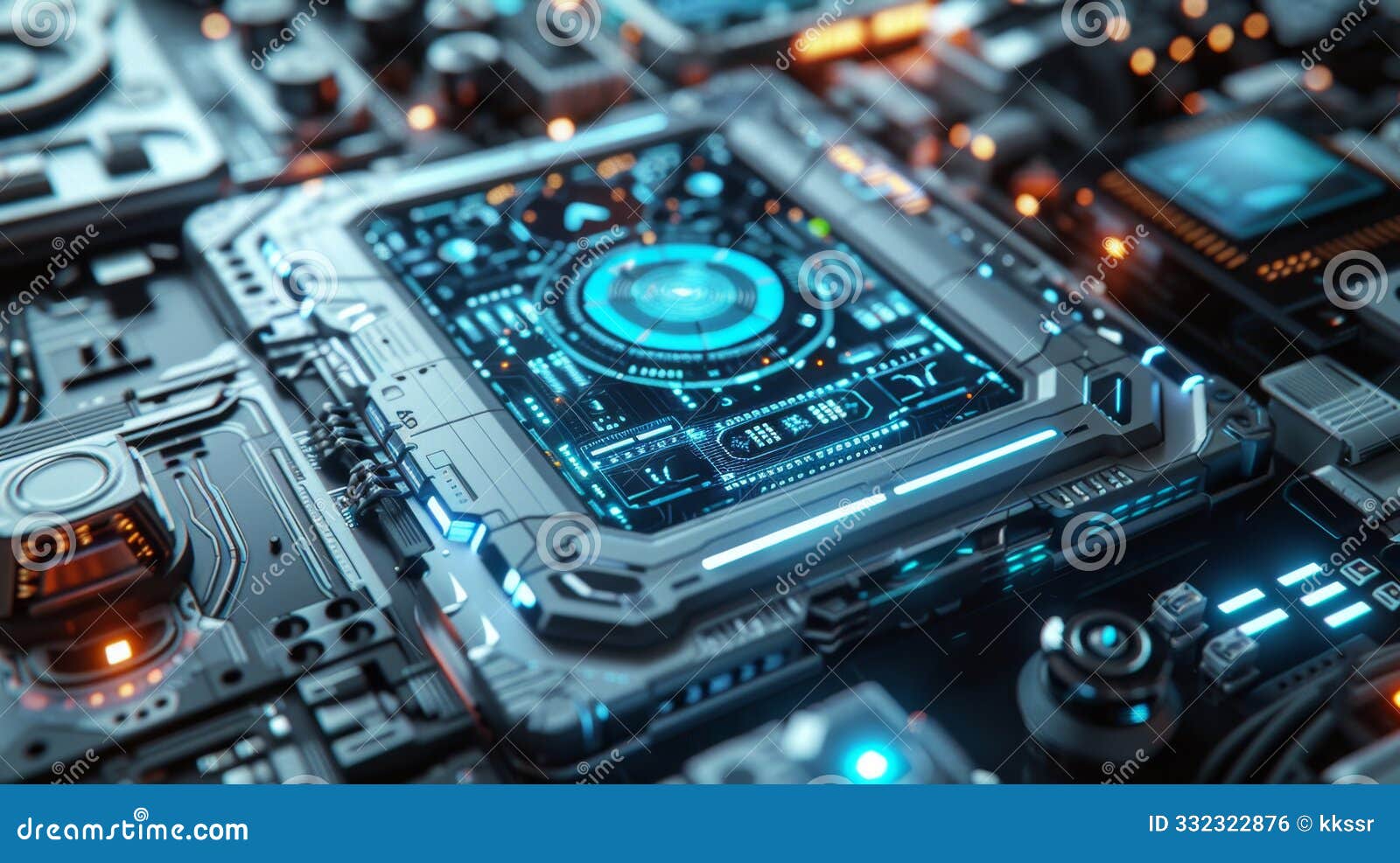 High-tech Gadgets with Illuminated Screen in Cool Blue and White Color ...