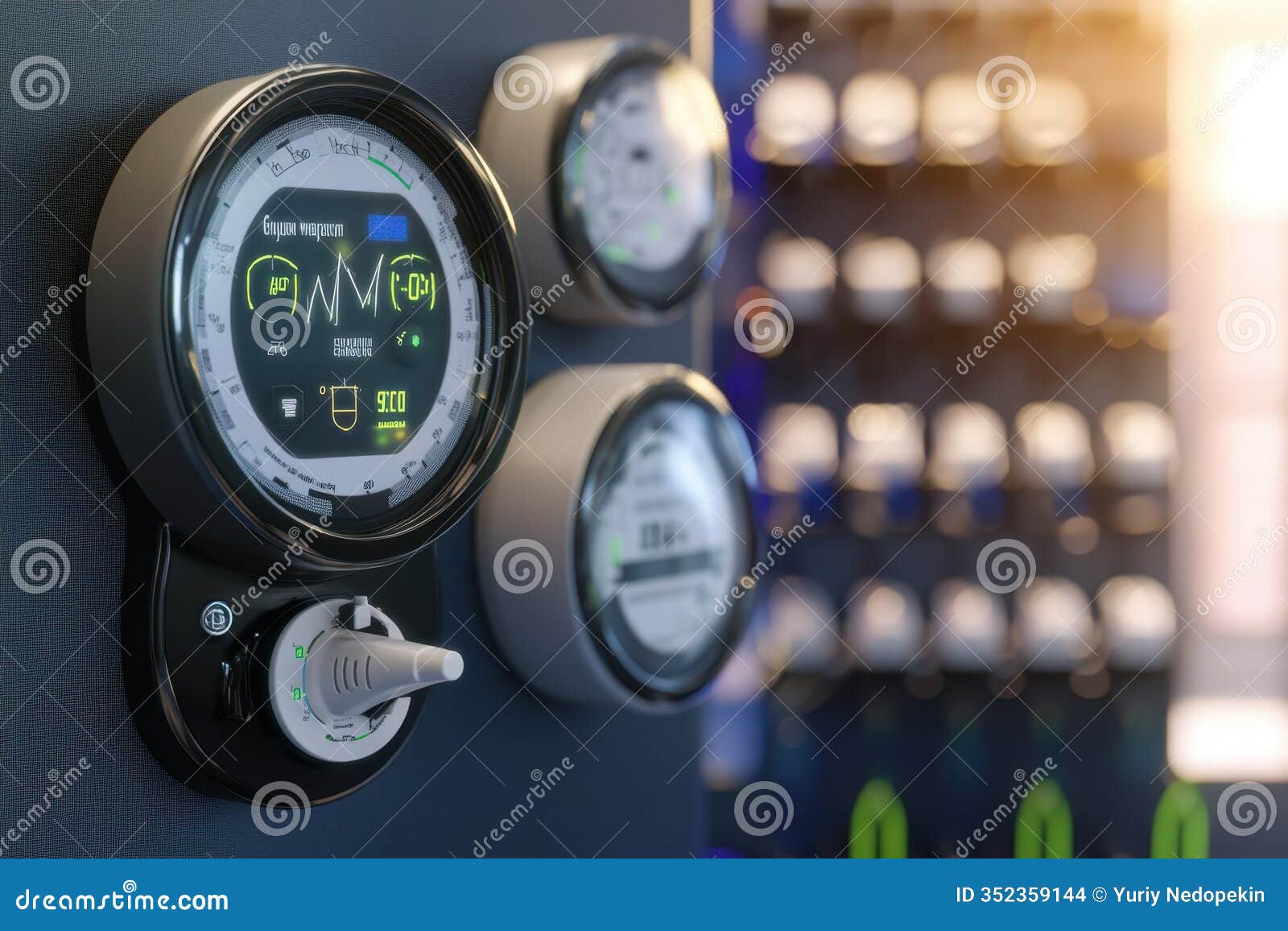 Display of Modern Control Panel Gauges in a High-tech Environment ...