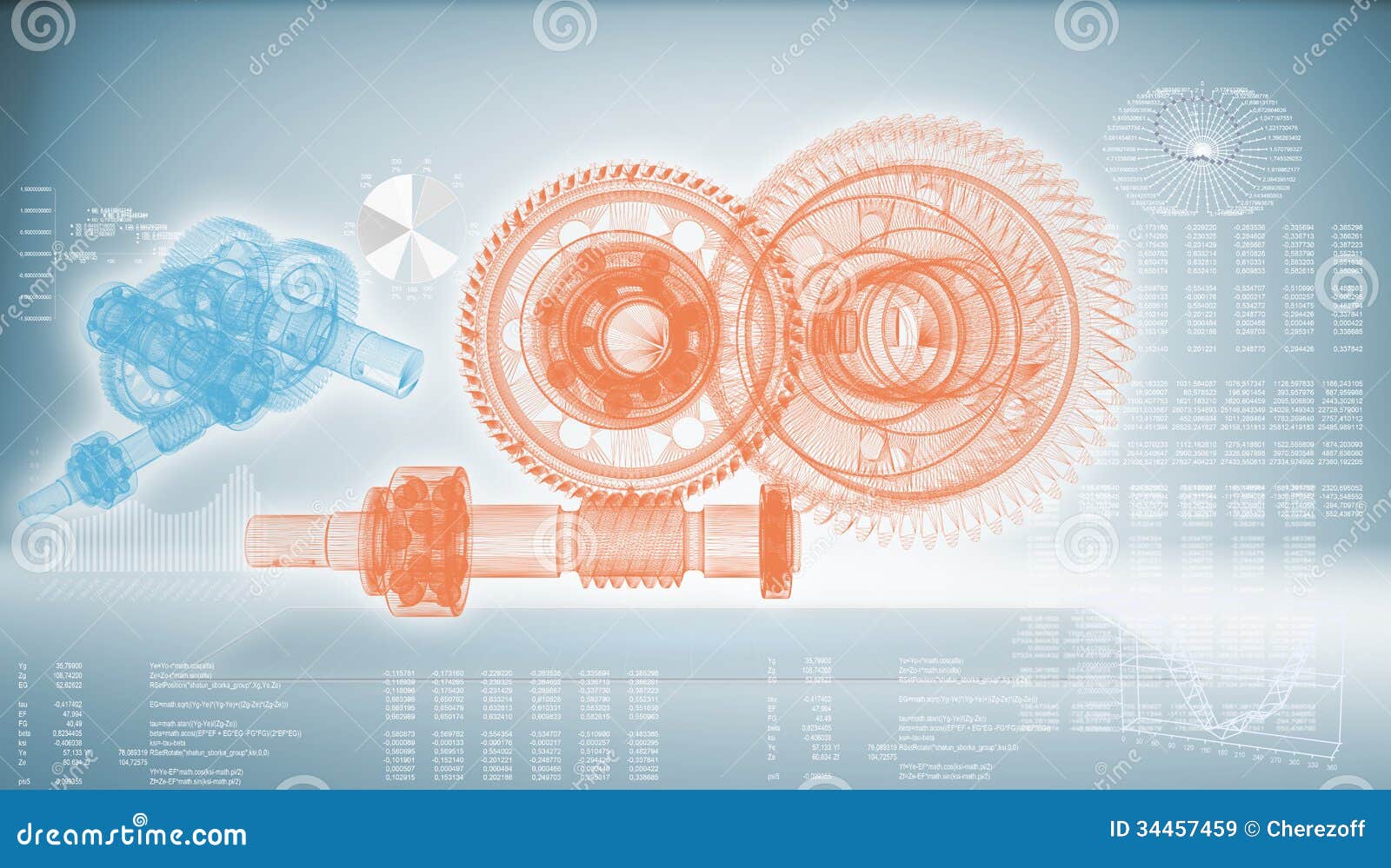 Hi Tech Gear Design Innovation Concept. Abstract Cogwheel Communication ...