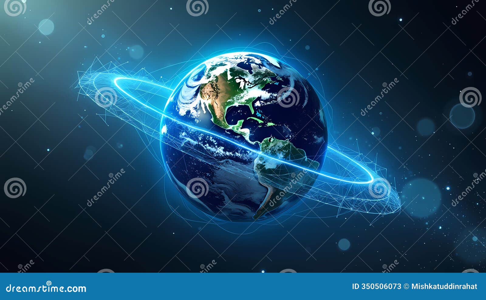 High-Tech Globe with Bright Connections in Space Stock Illustration ...