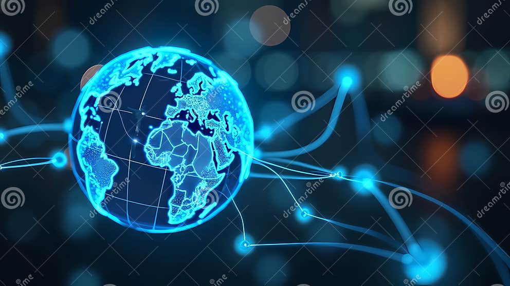 High-Tech Globe with Network Lines on Background Stock Photo - Image of ...