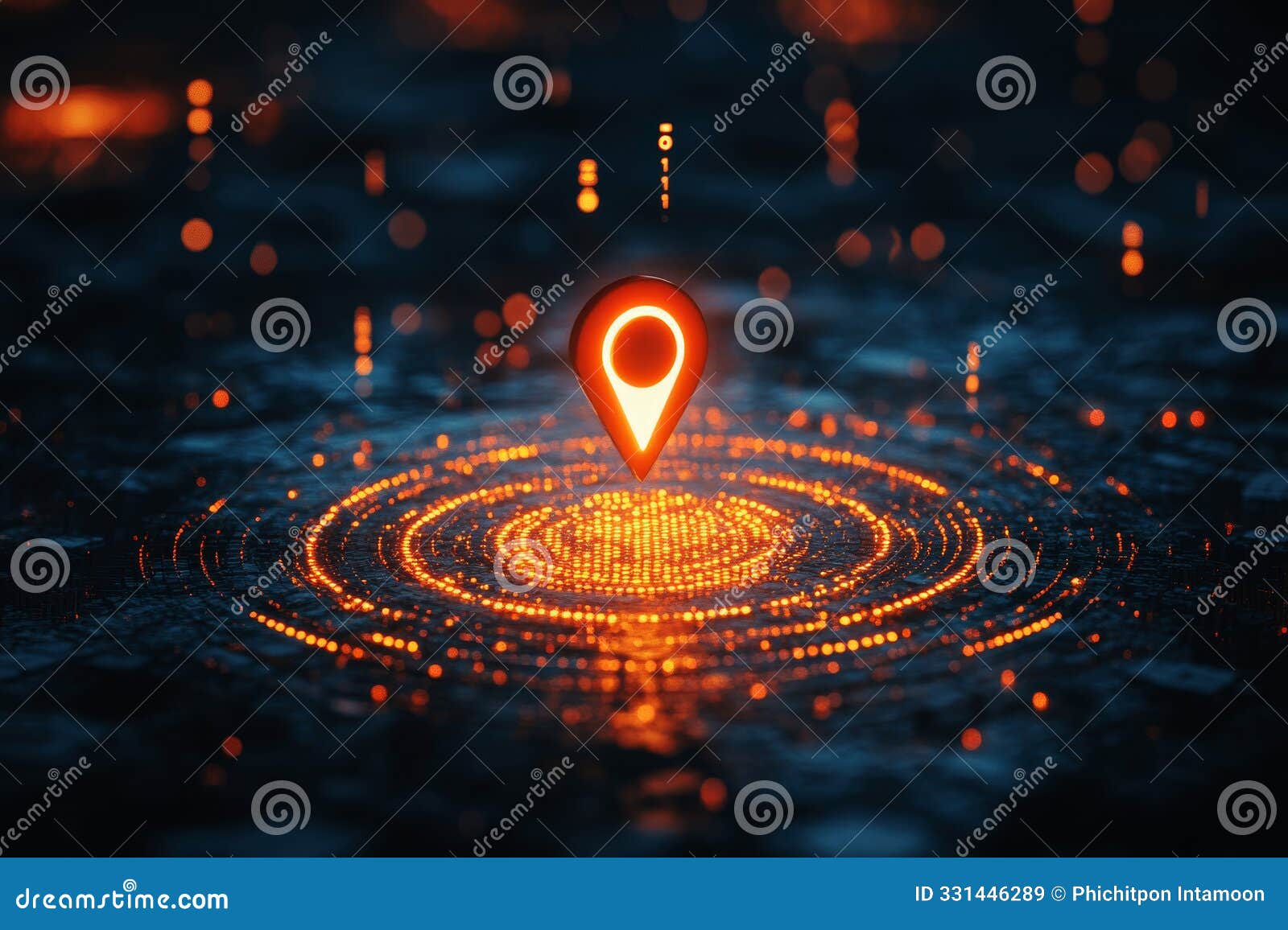 High-Tech GPS Location Marker on Digital Map Stock Illustration ...