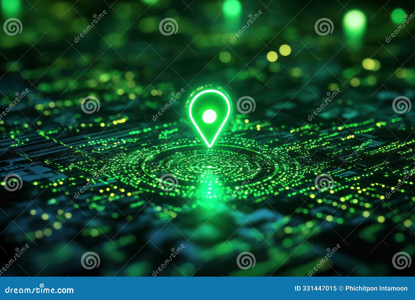 High-Tech GPS Location Marker on Digital Map Stock Image - Image of ...