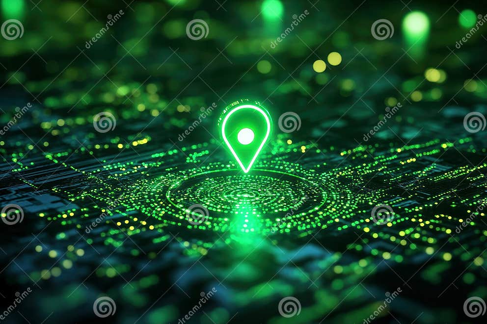 High-Tech GPS Location Marker on Digital Map Stock Image - Image of ...