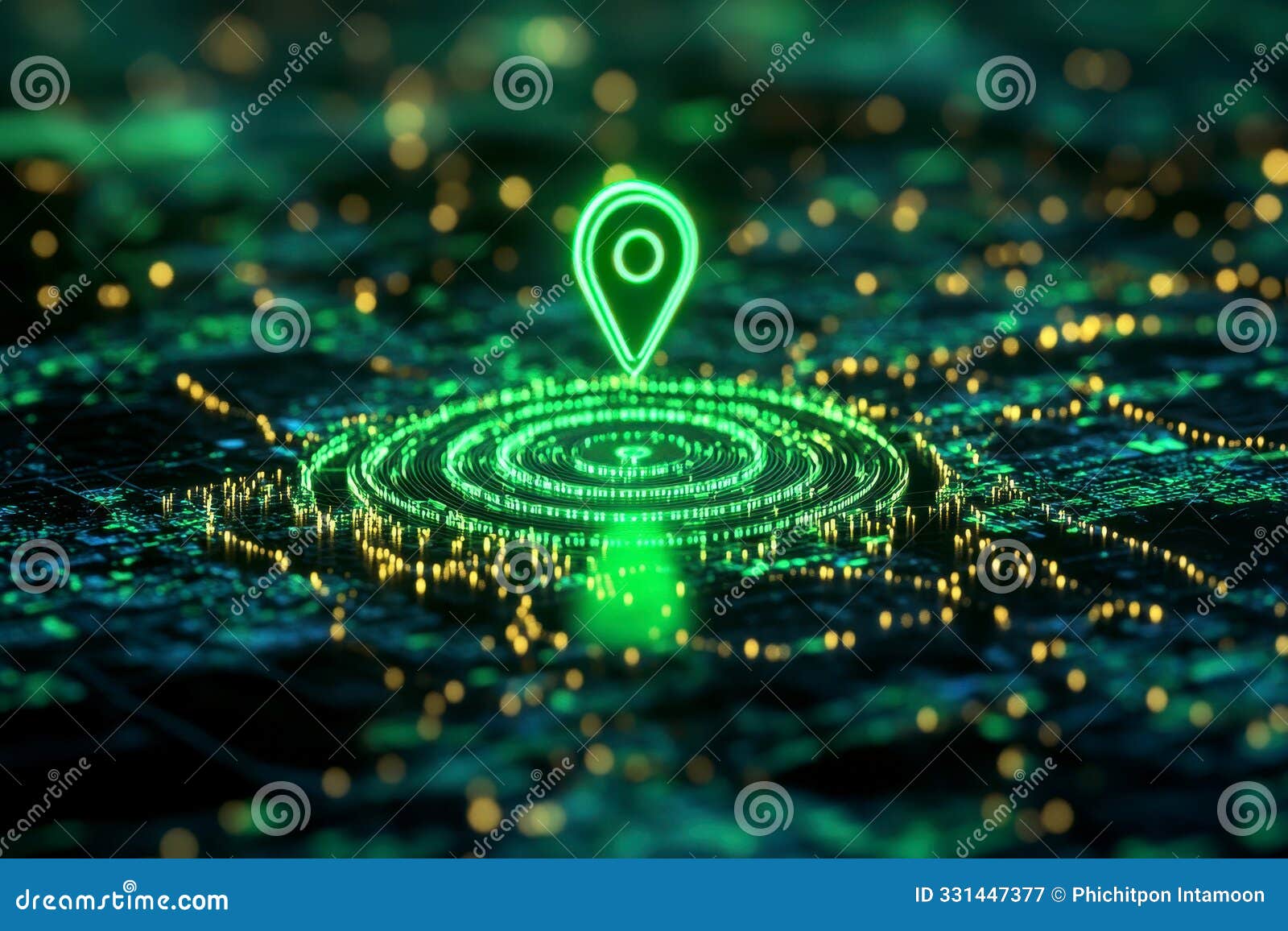 High-Tech GPS Location Marker on Digital Map Stock Image - Image of ...
