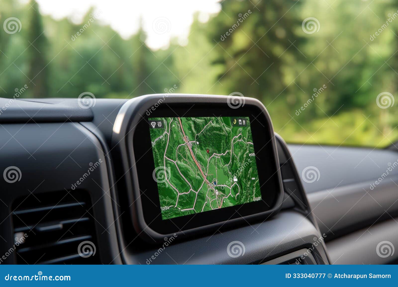 High-Tech GPS Navigation System Integrated into Vehicle Control Panel ...