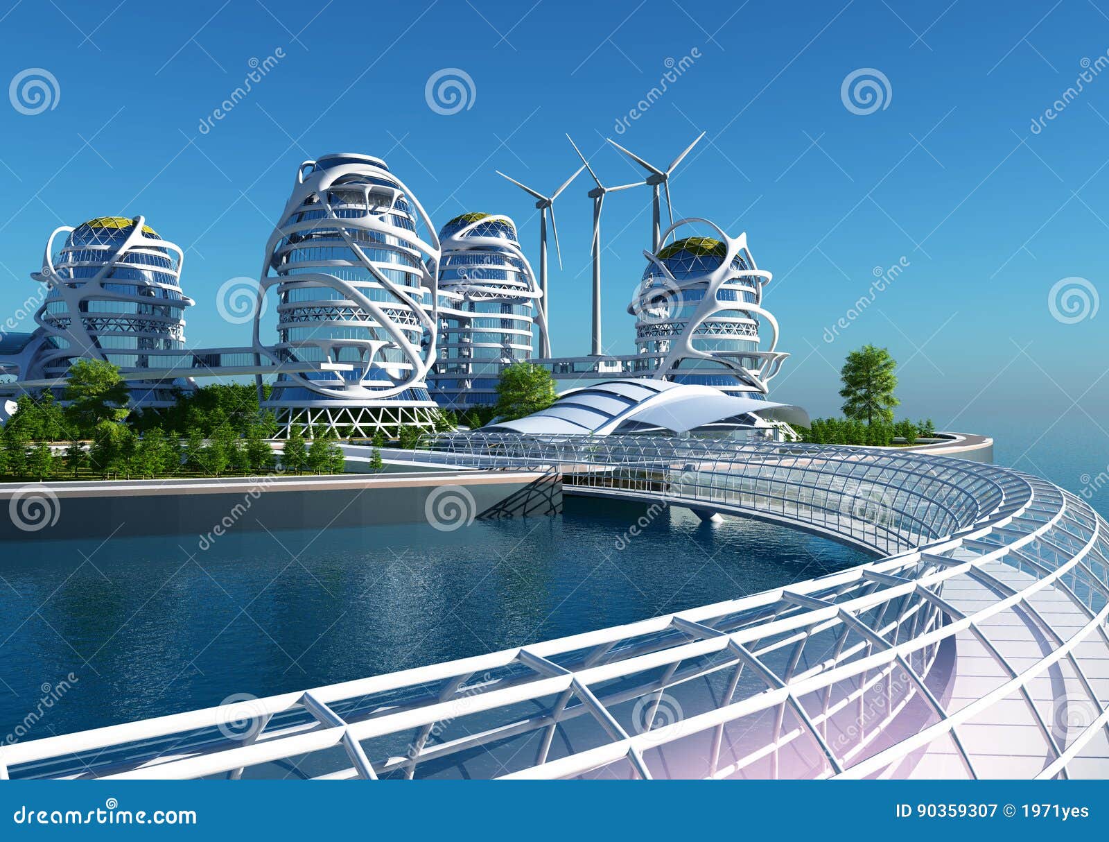 High-tech on the grass. stock illustration. Illustration of city - 90359307