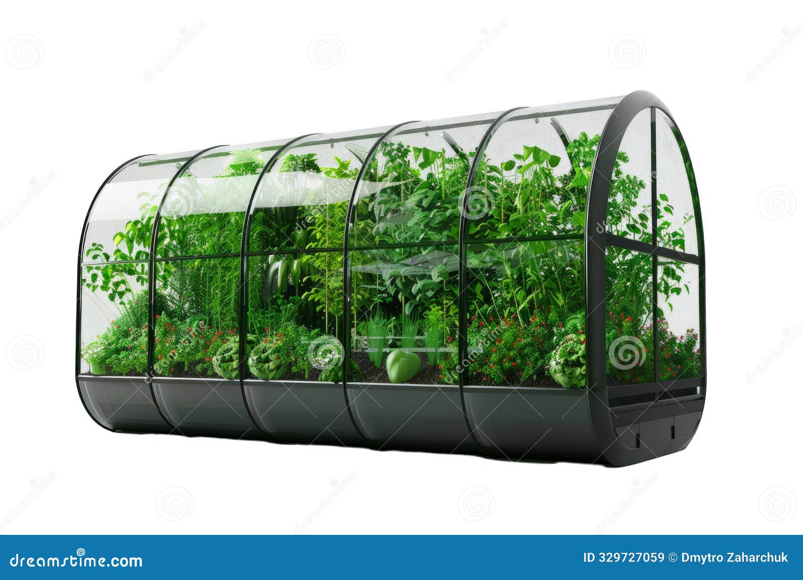 A High-tech Greenhouse Model with Plants Growing Inside, Demonstrating ...