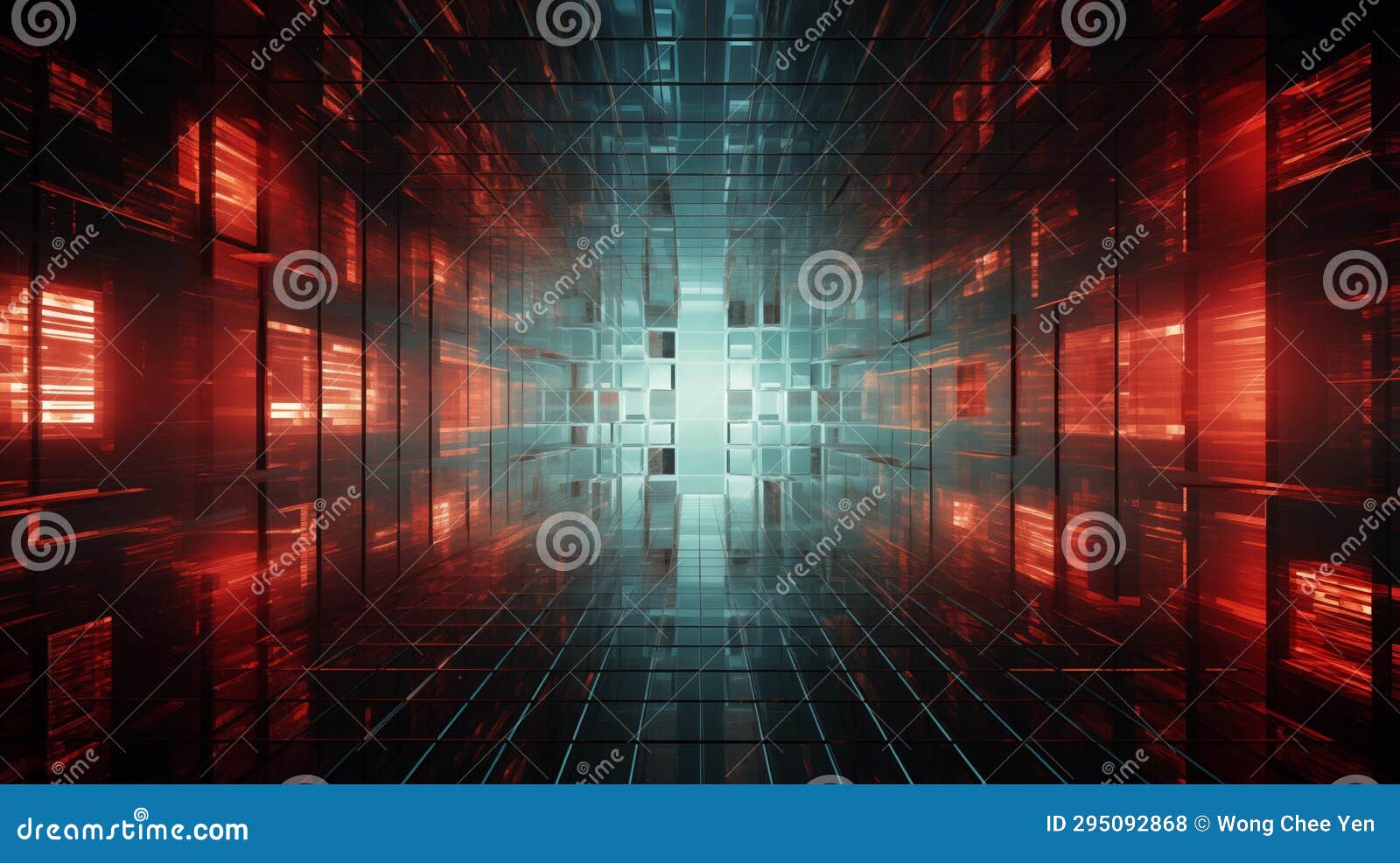 High Tech Grid Symmetrical Room Wallpaper Stock Illustration ...