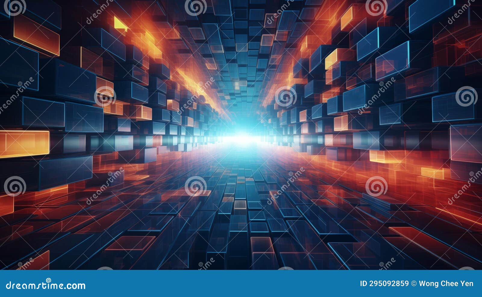 High Tech Grid Symmetrical Tunnel Wallpaper Stock Illustration ...