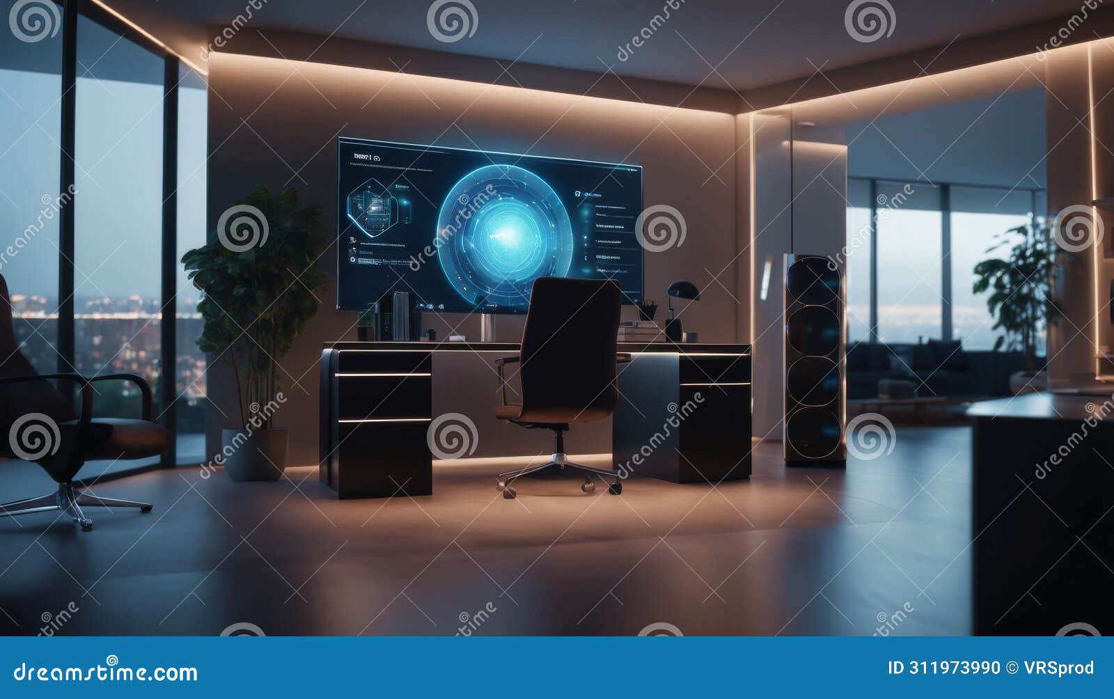 High-Tech Haven: Modern Home Office Stock Photo - Image of contemporary ...