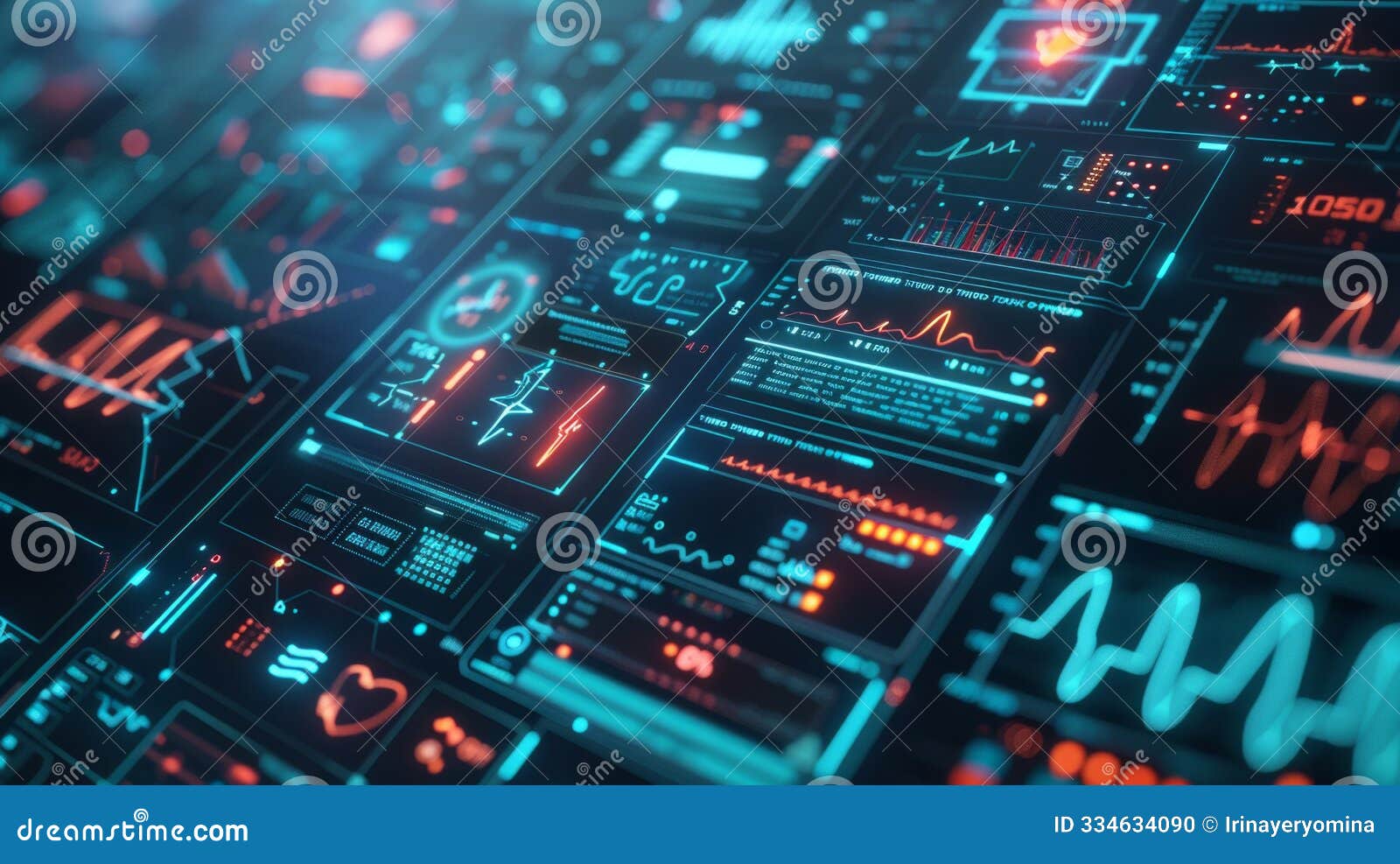 High-tech Healthcare Dashboard with Glowing Code and Symbols for ...