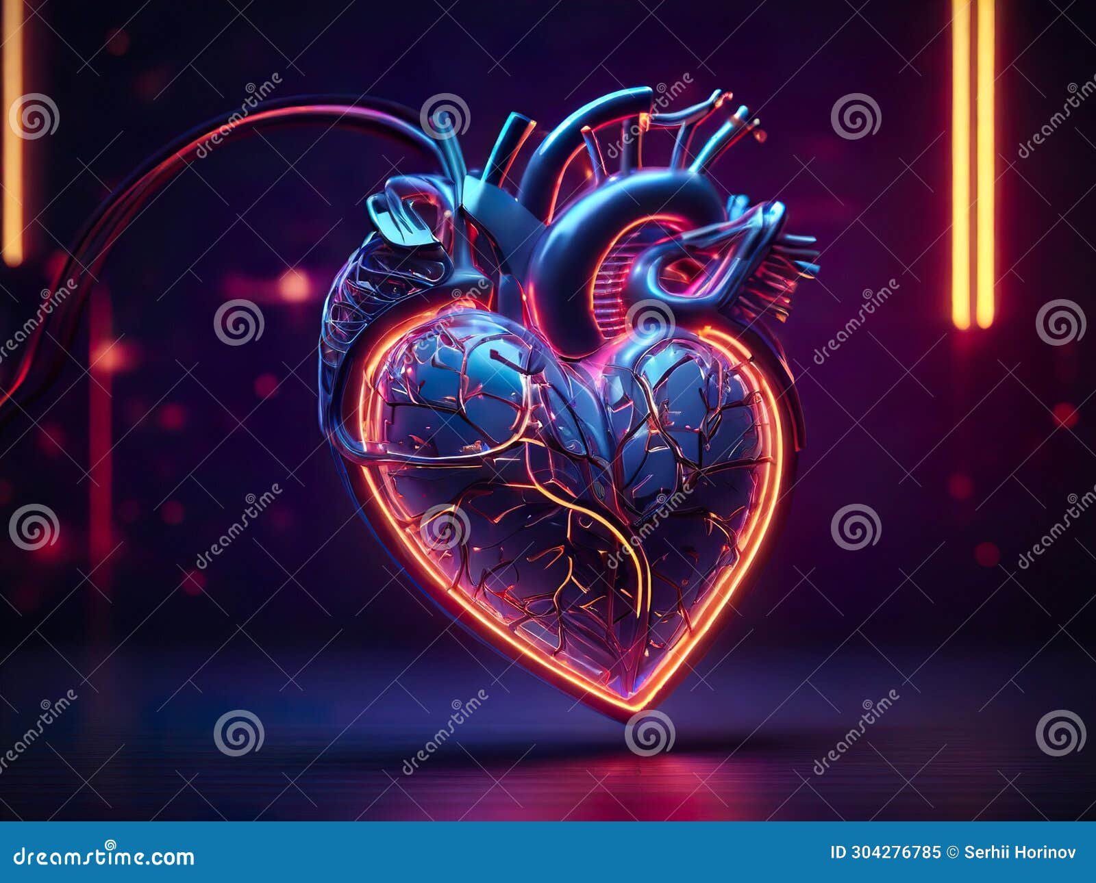 High-tech Heart, Made of Illuminated Neurons, Ai Generated Stock ...