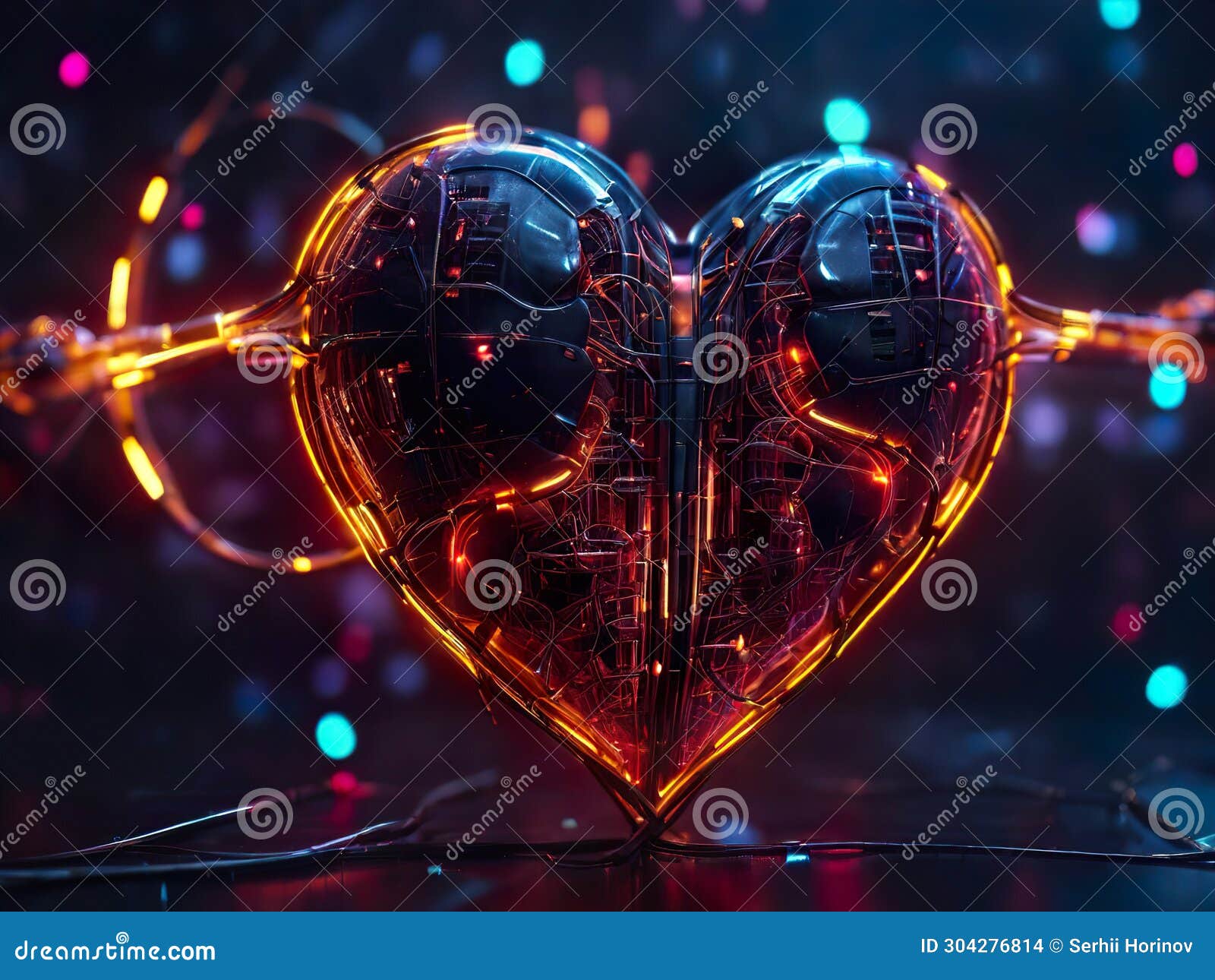 High-tech Heart, Made of Illuminated Neurons, Ai Generated Stock ...