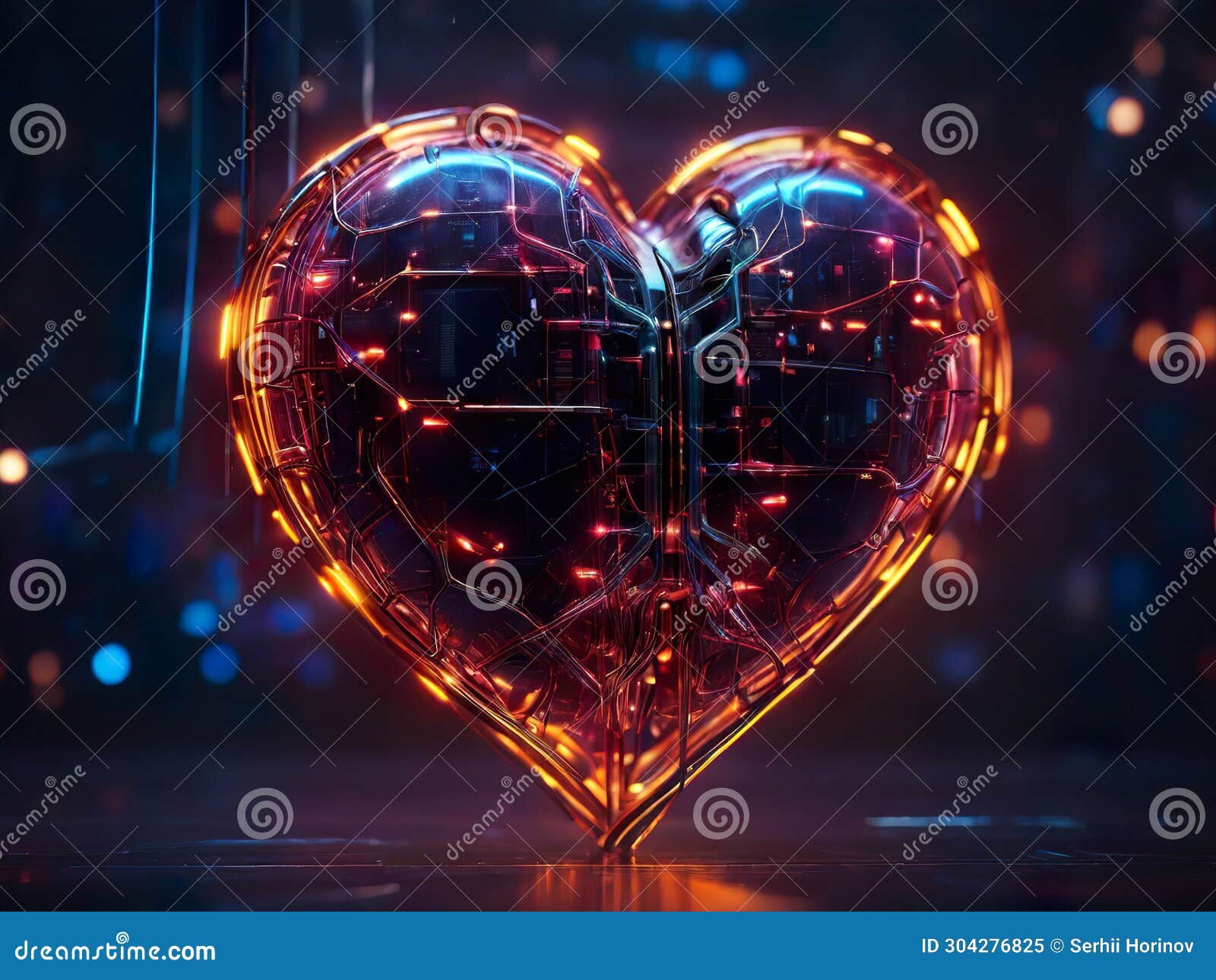 High-tech Heart, Made of Illuminated Neurons, Ai Generated Stock Image ...