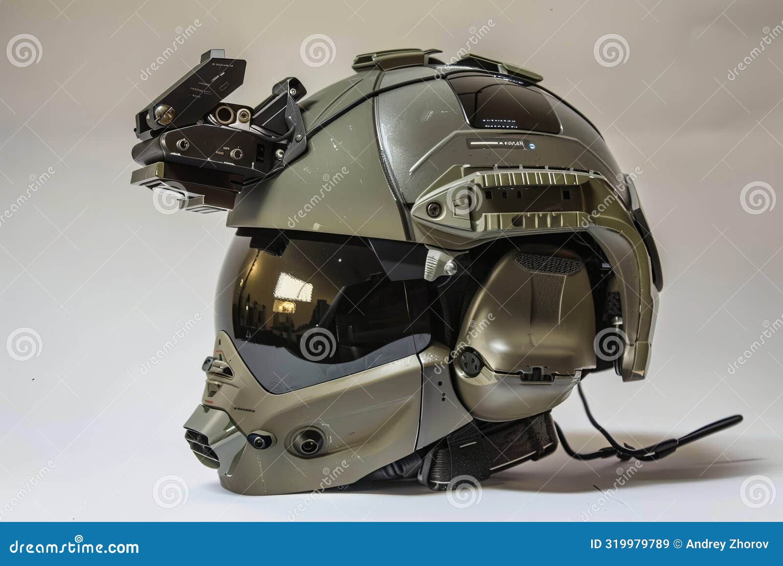 A High-tech Helmet Featuring a Camera Attachment Stock Illustration ...