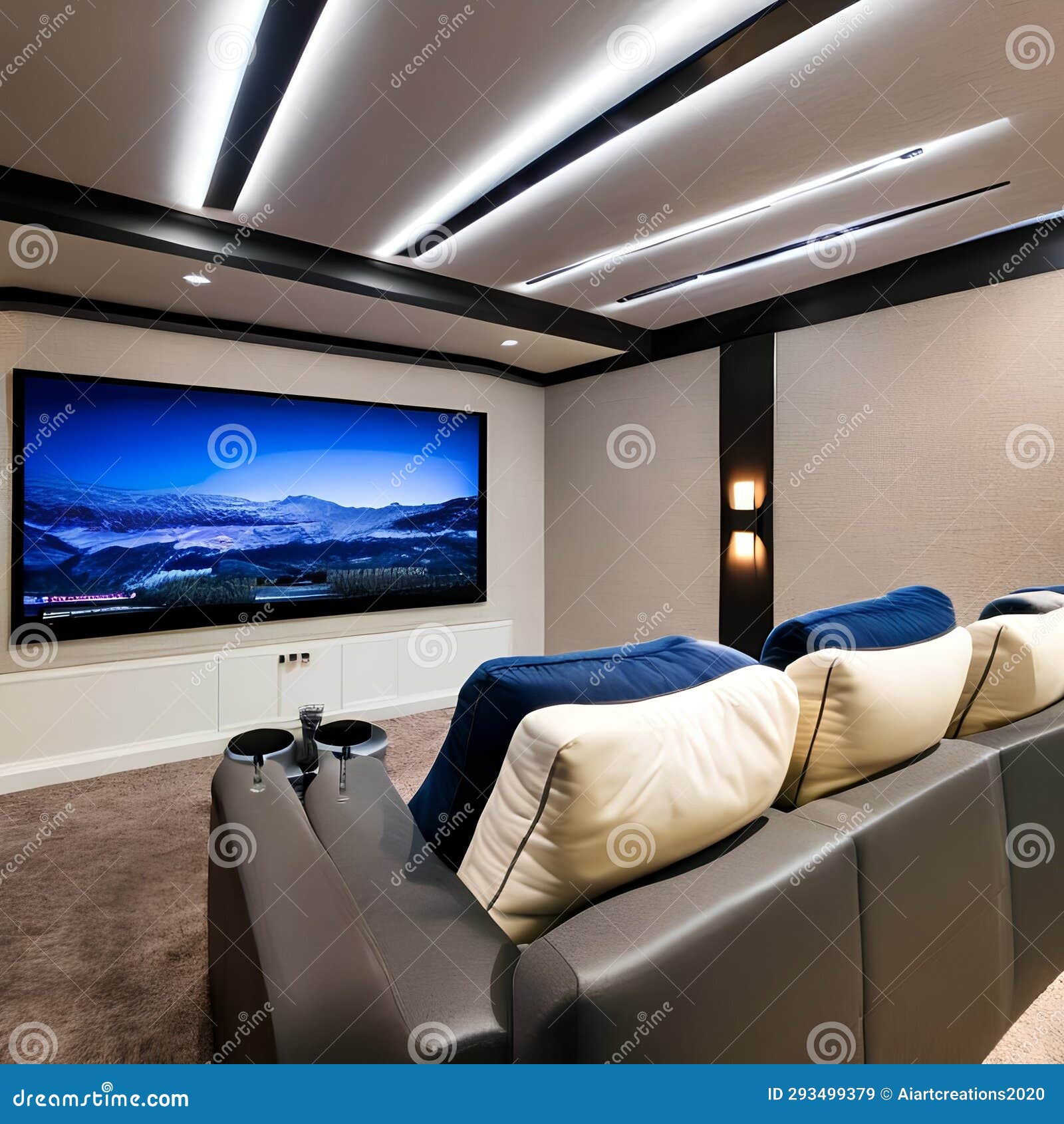 A High-tech, Home Cinema with a Massive Screen, Comfortable Theater ...