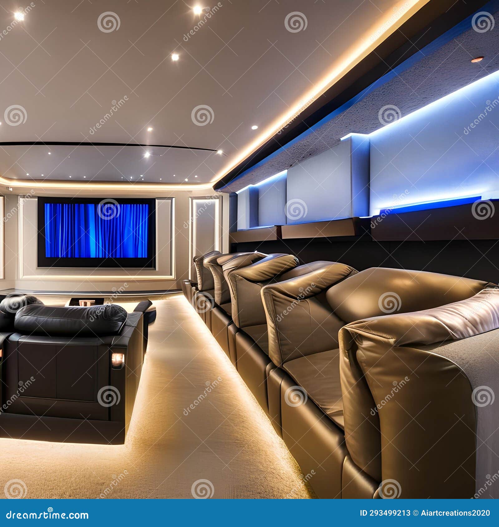 A High-tech, Home Cinema with a Massive Screen, Comfortable Theater ...