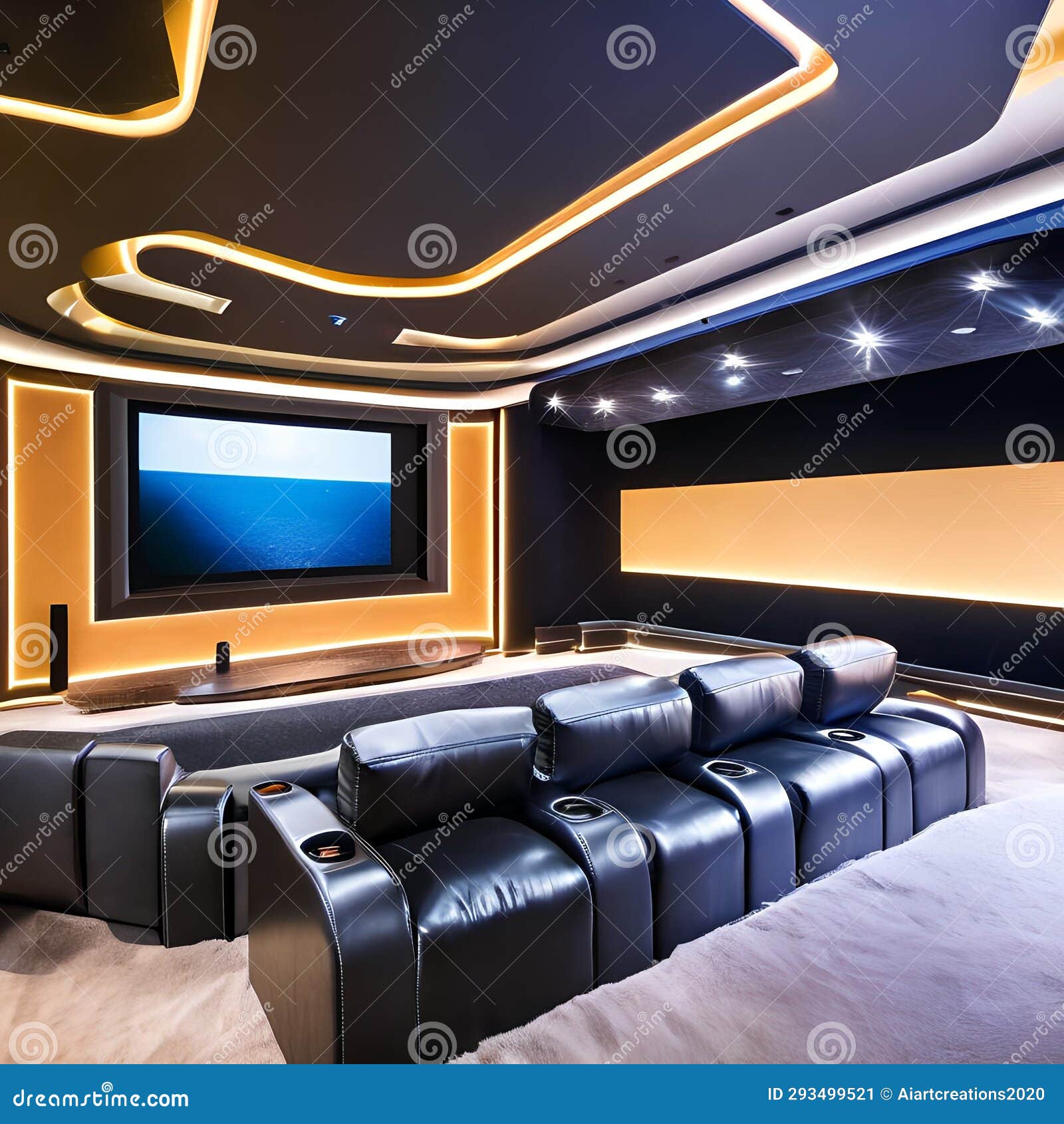 A High-tech, Home Cinema with a Massive Screen, Comfortable Theater ...