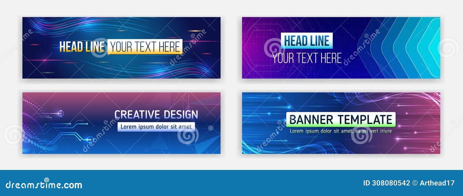High-tech Horizontal Banner Template. Modern Banner Design with ...