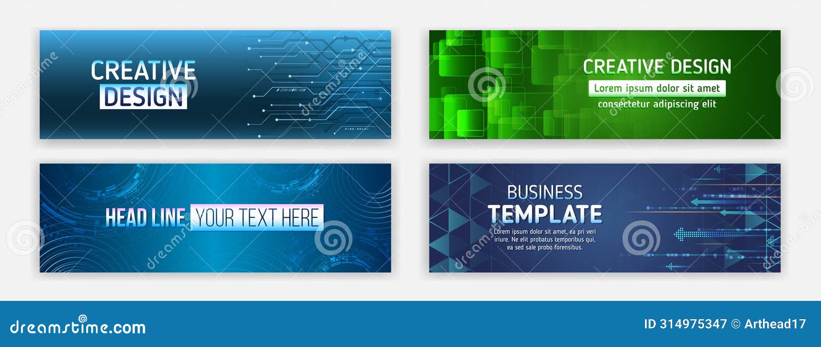 High-tech Horizontal Banner Template. Modern Banner Design with ...